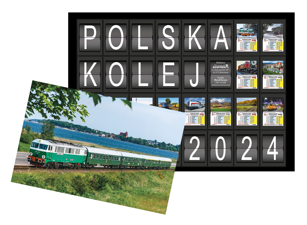 Kalendarz POLSKA KOLEJ 2024 + Pocztówka z lokomotywą SU46-029 ...